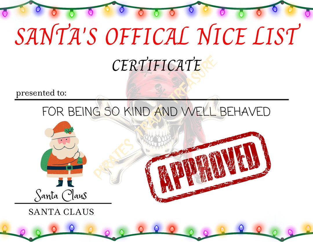 Personalized Printable Nice List Certificate - Etsy