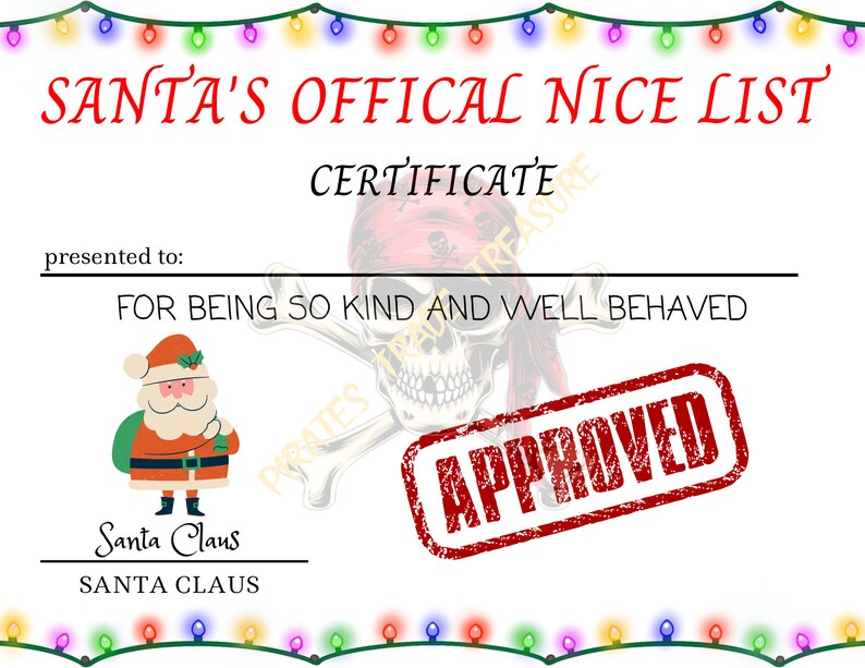 Personalized Printable Nice List Certificate - Etsy