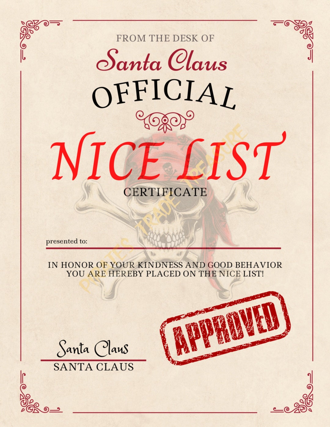 Personalized Printable Nice List Certificate - Etsy