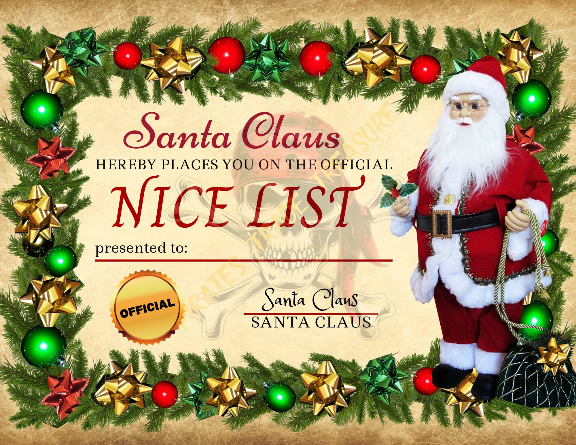Personalized Printable Nice List Certificate - Etsy
