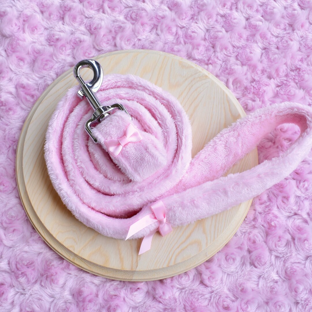 Pink Fluffy Leash With Pink Bows 4.25 Feet | Pet Play Cosplay Adult - Etsy