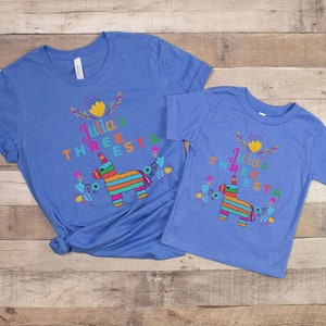 Custom 3rd Birthday Shirts Three Esta Fiesta Colorful Piñata Party Shirt Bella and Canvas Fiesta ...