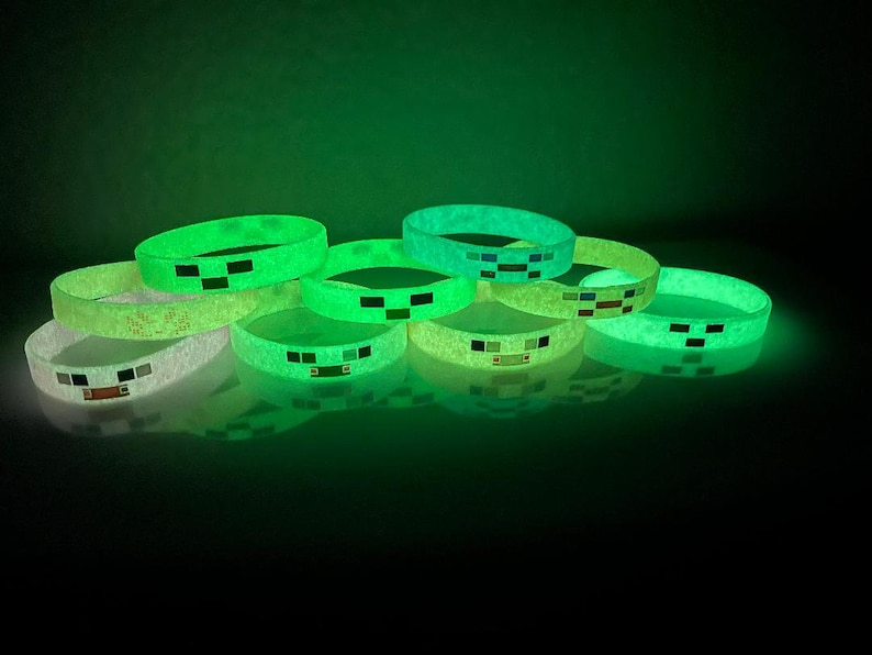 Inspired Mining Pixelated Glow in the Dark Bracelets 13 Count - Etsy