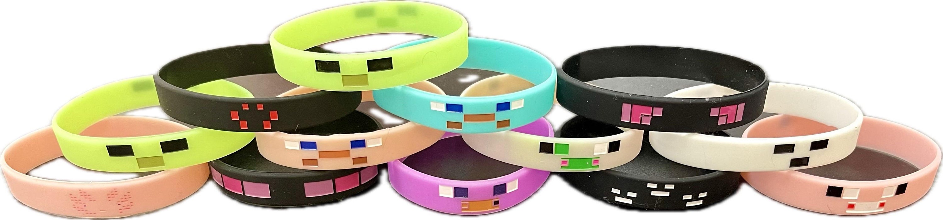 Inspired Mining Pixelated Glow in the Dark Bracelets 13 Count - Etsy