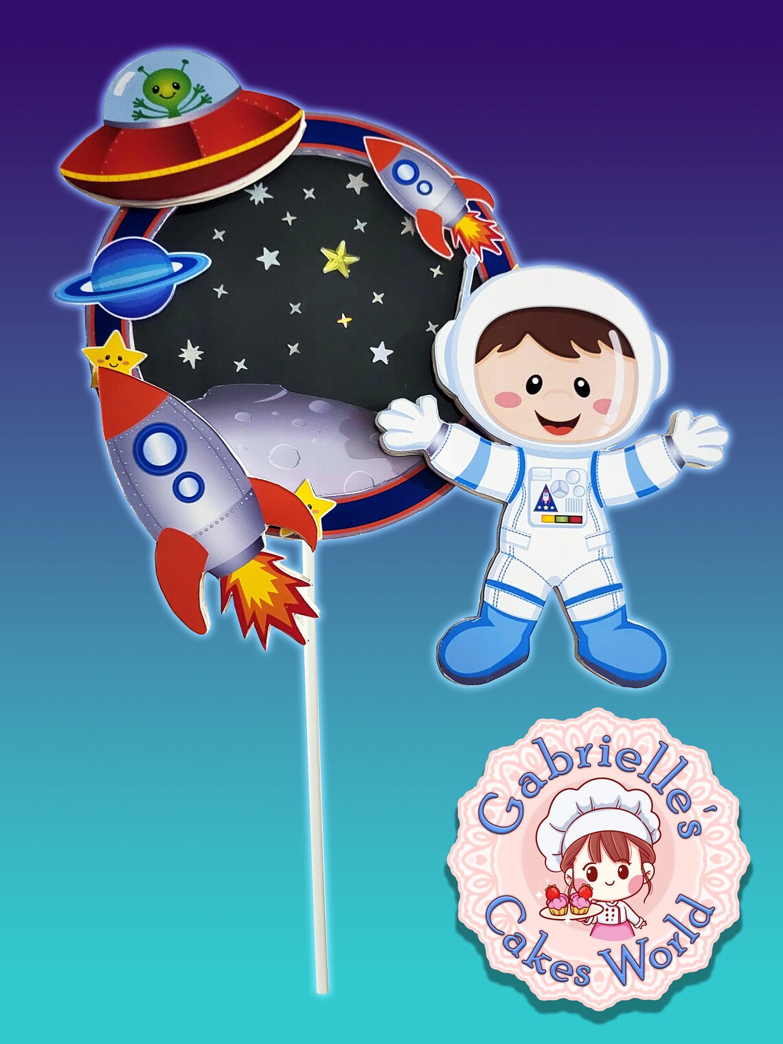 Astronaut Rocket Cake Topper - Etsy