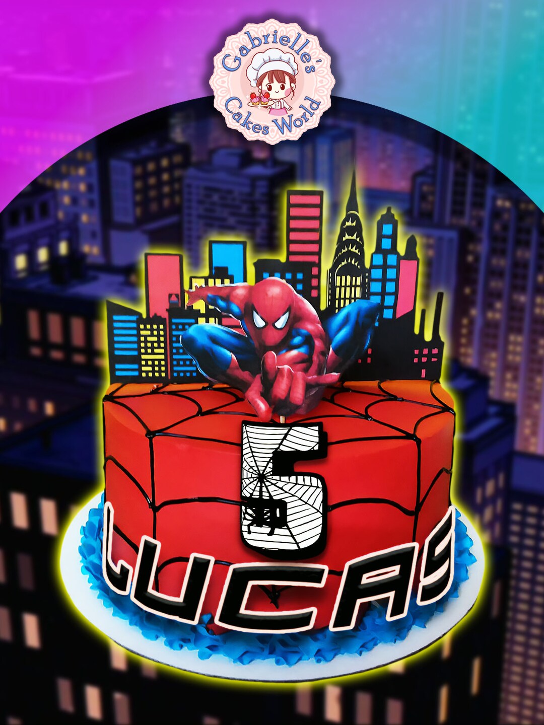 Spiderman Skyline Custom Cake Topper - Etsy