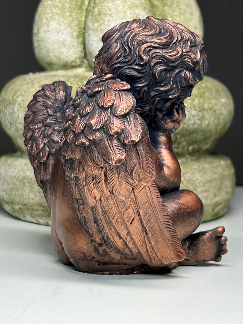 Angel With Wings Handmade Gypsum Statue. Bronze Color 4.3 - Etsy