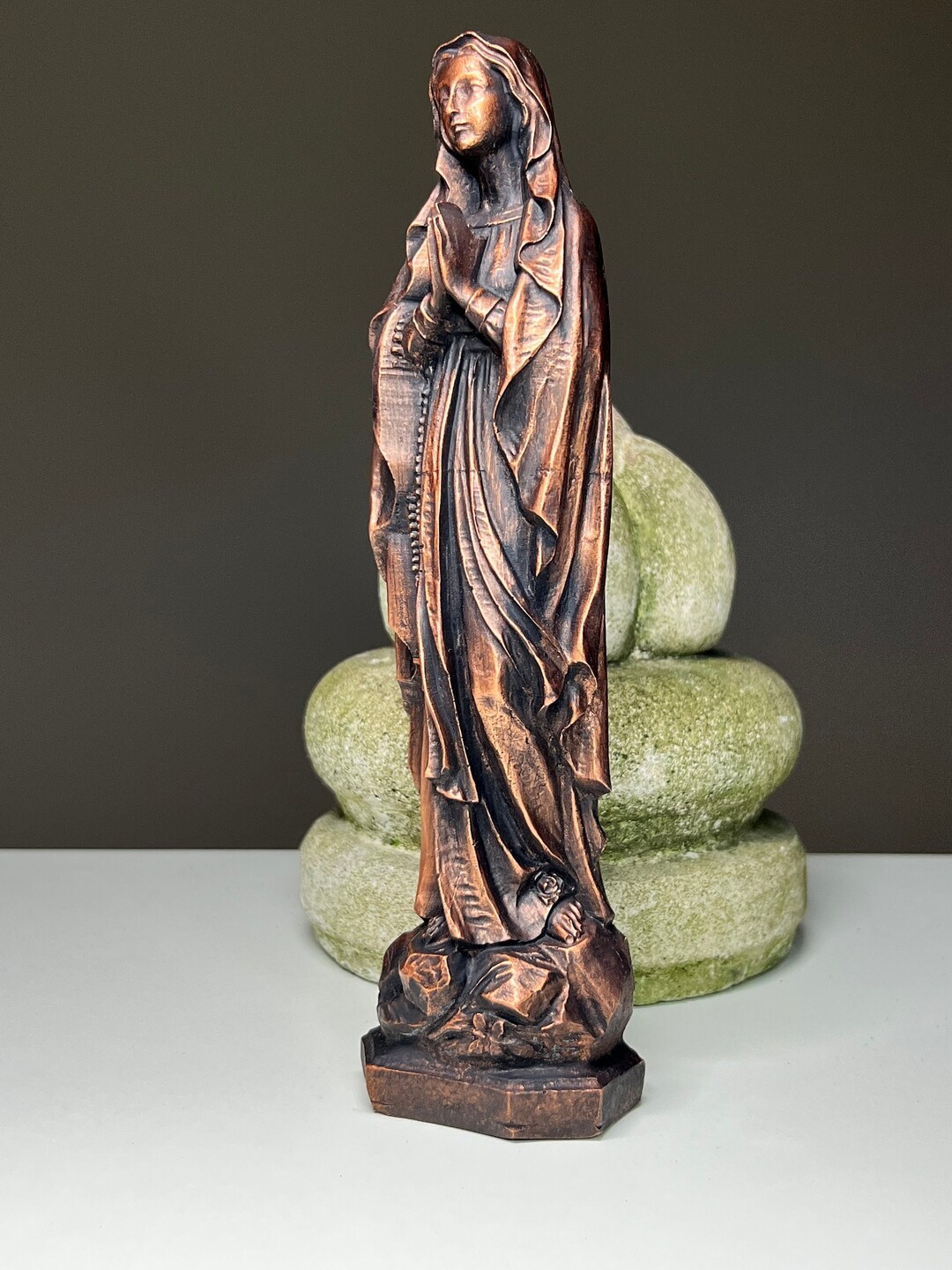 Virgin Mary Statue. Realistic Handmade. Bronze Color 9.5 Inch - Etsy
