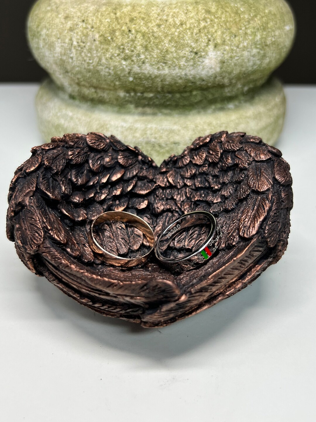 Heart and Wing-shaped Stand for Rings Bronze Colored Gypsum Statue - Etsy
