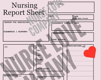Extensive Nursing Report Sheet Digital Printable. - Etsy