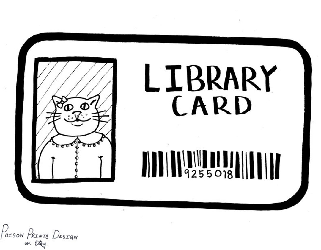 Pretty Kitty Library Card - Etsy