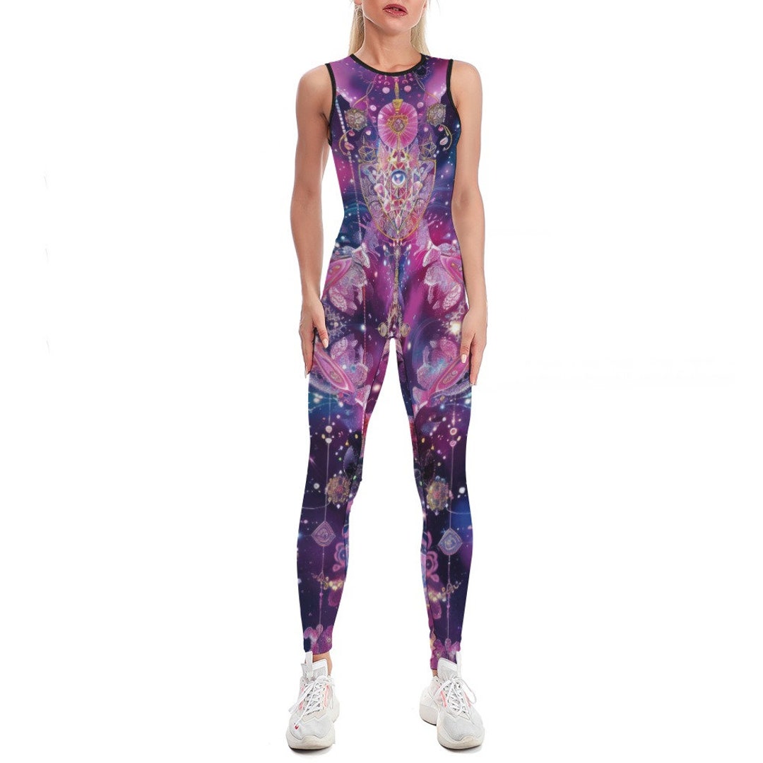 Psychedelic Celestial Catsuit yoga Catsuit, Pole Dance Wear, Spandex ...