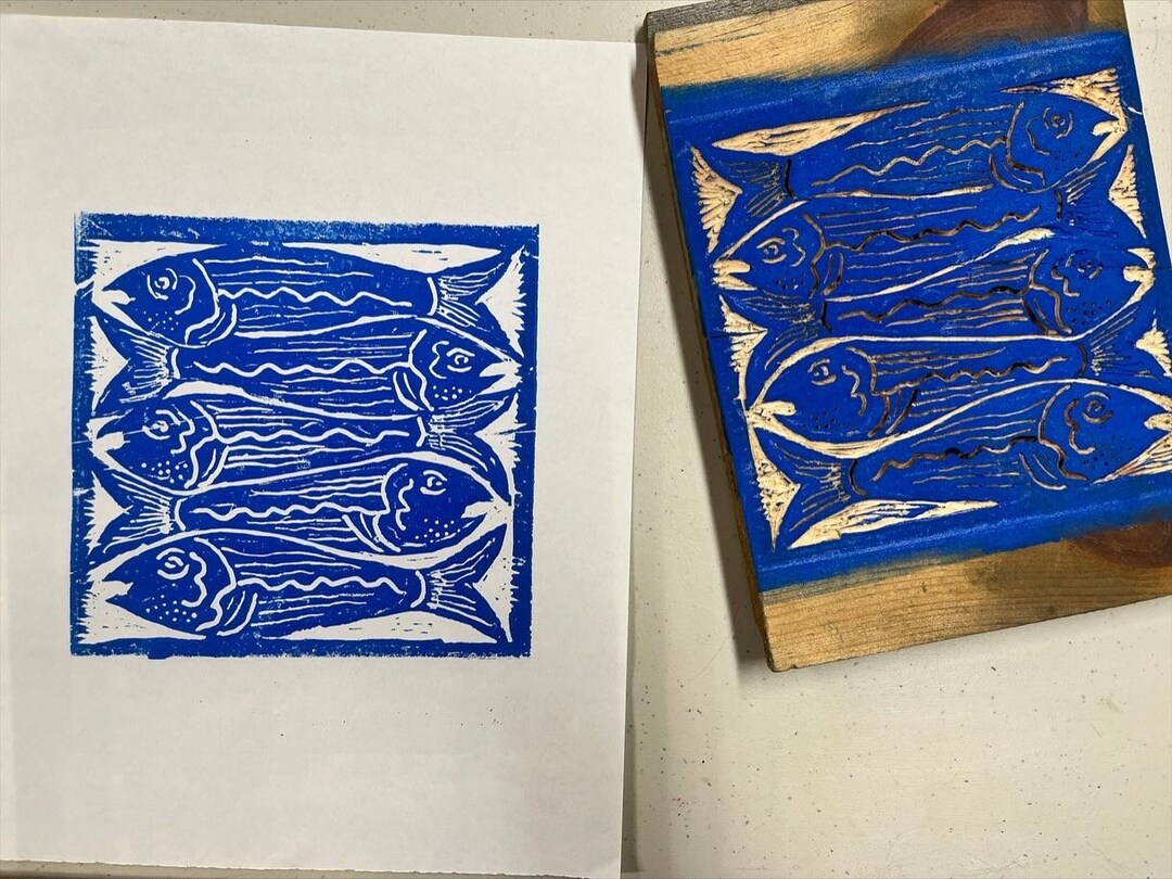 Sardines Woodblock Print - Etsy