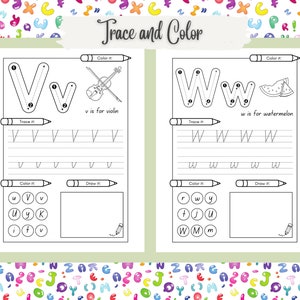 Preschool and Kindergarten Alphabet Worksheets, Trace and Color 26 ...