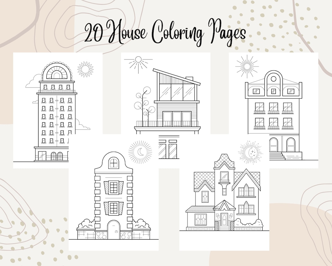20 House Coloring Pages, Large Prints, Instant Download, Printable ...