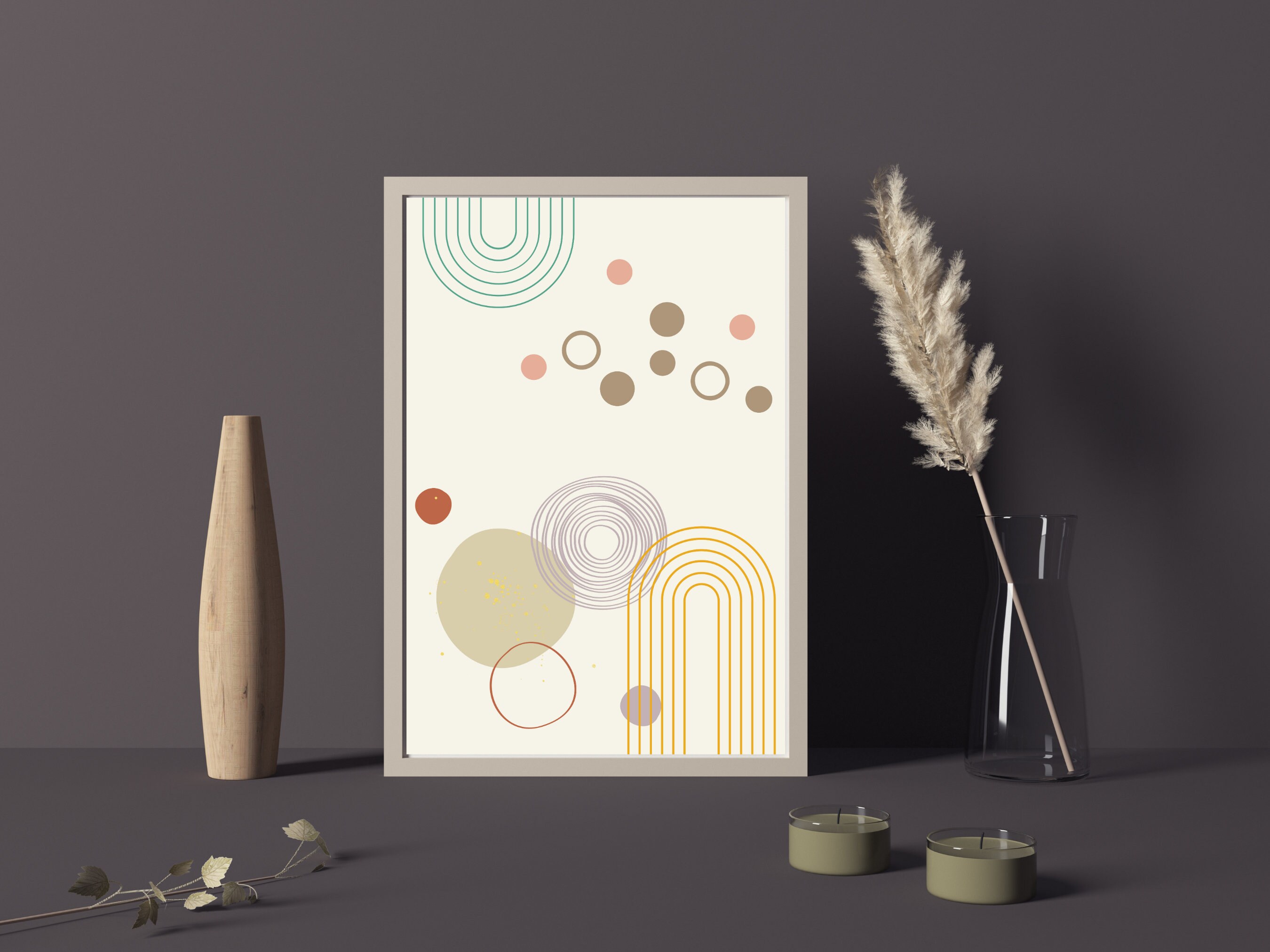 Printable Wall Art, Abstract Modern Wall Print, Boho Wall Decor, Mid ...