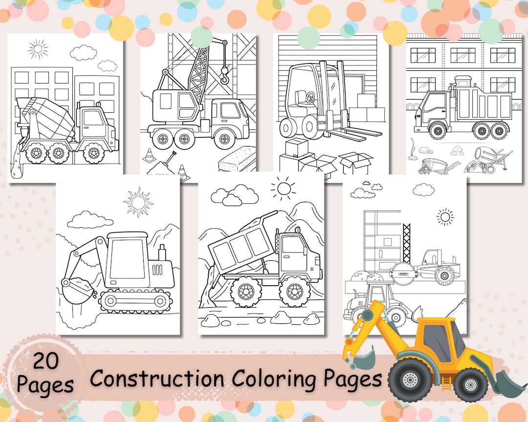 Construction Coloring Pages, 20 Printable Coloring Sheets, Instant ...