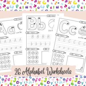 Preschool and Kindergarten Alphabet Worksheets, Trace and Color 26 ...