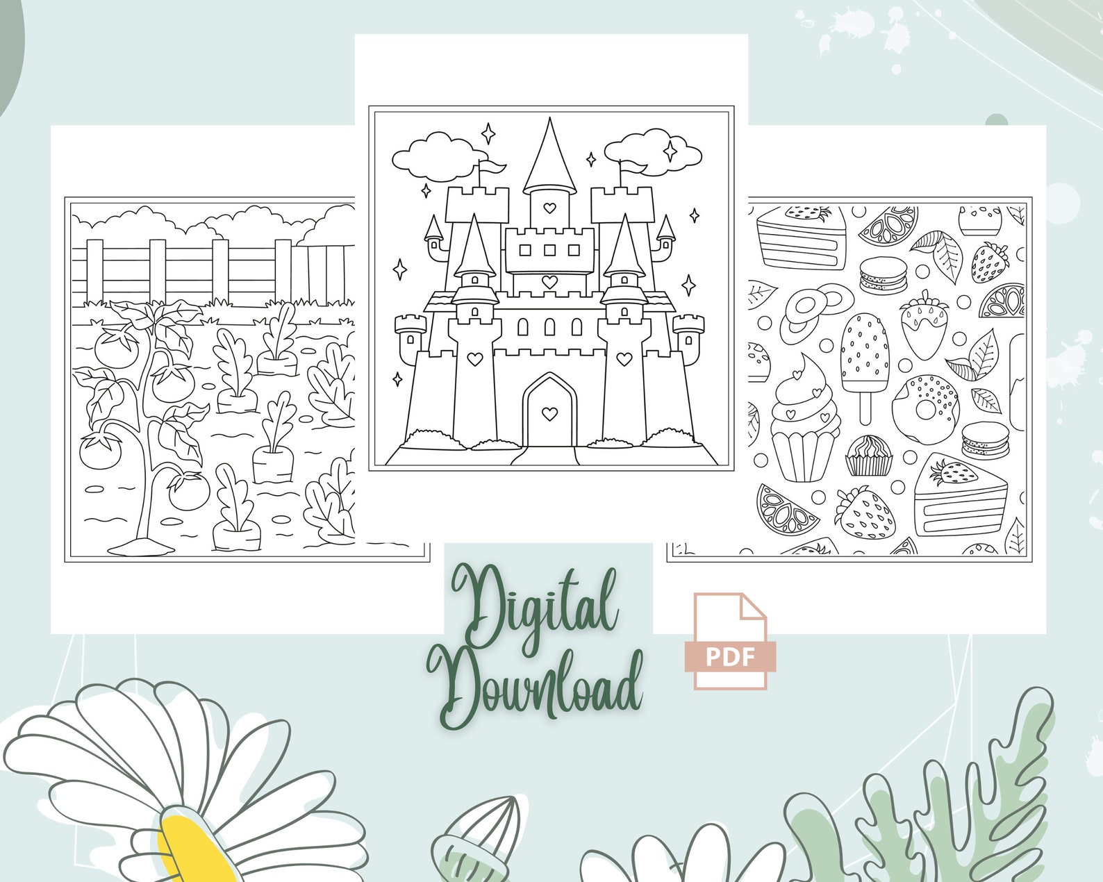 Coloring Pages for Kids, Digital Download, Printable, 25 Different ...