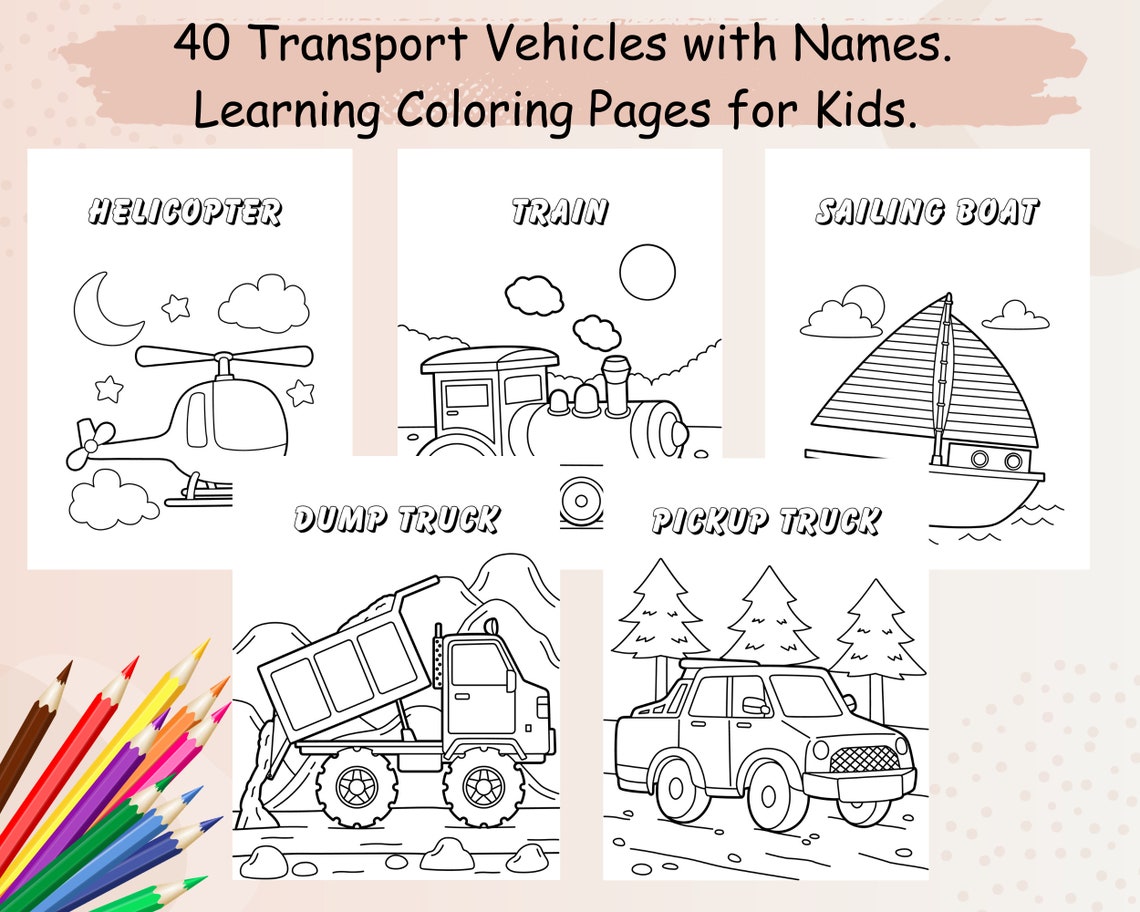 40 Printable Vehicle Coloring Pages With Names, Coloring Sheets for ...