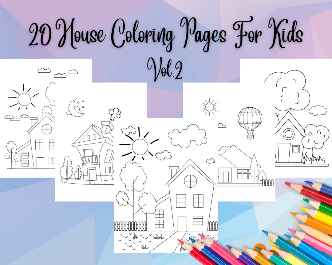 20 House Coloring Pages for Kids, Printable Coloring Pages, Digital ...