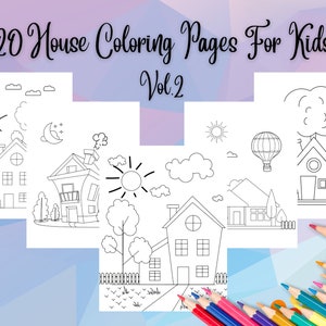 20 House Coloring Pages for Kids, Printable Coloring Pages, Digital ...