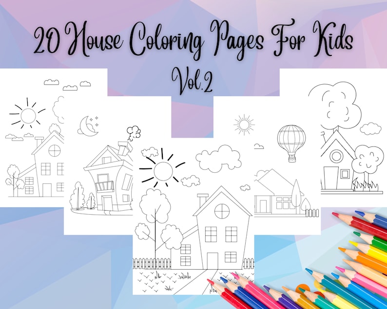 20 House Coloring Pages for Kids, Printable Coloring Pages, Digital ...