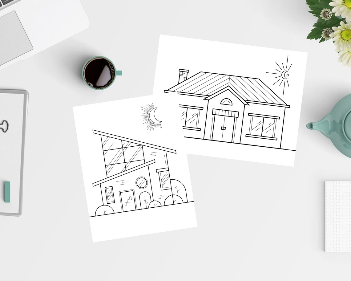 20 House Coloring Pages, Large Prints, Instant Download, Printable ...