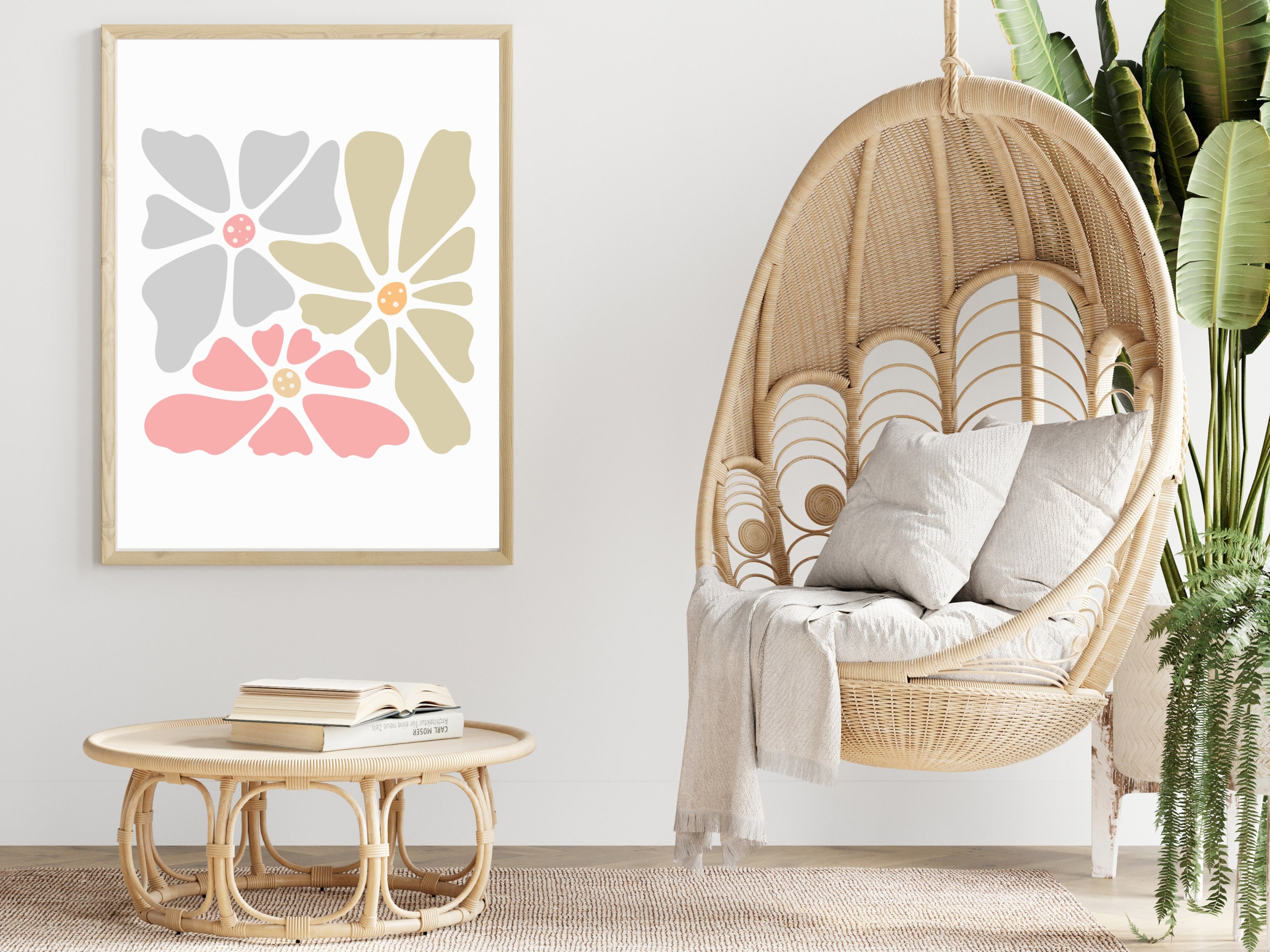 Contemporary Wall Decor, Modern Flower Wall Print, Digital Wall Art ...