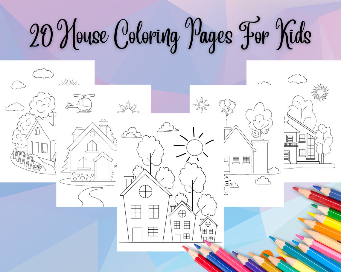 20 House Coloring Pages for Kids, Printable Coloring Pages, Digital ...