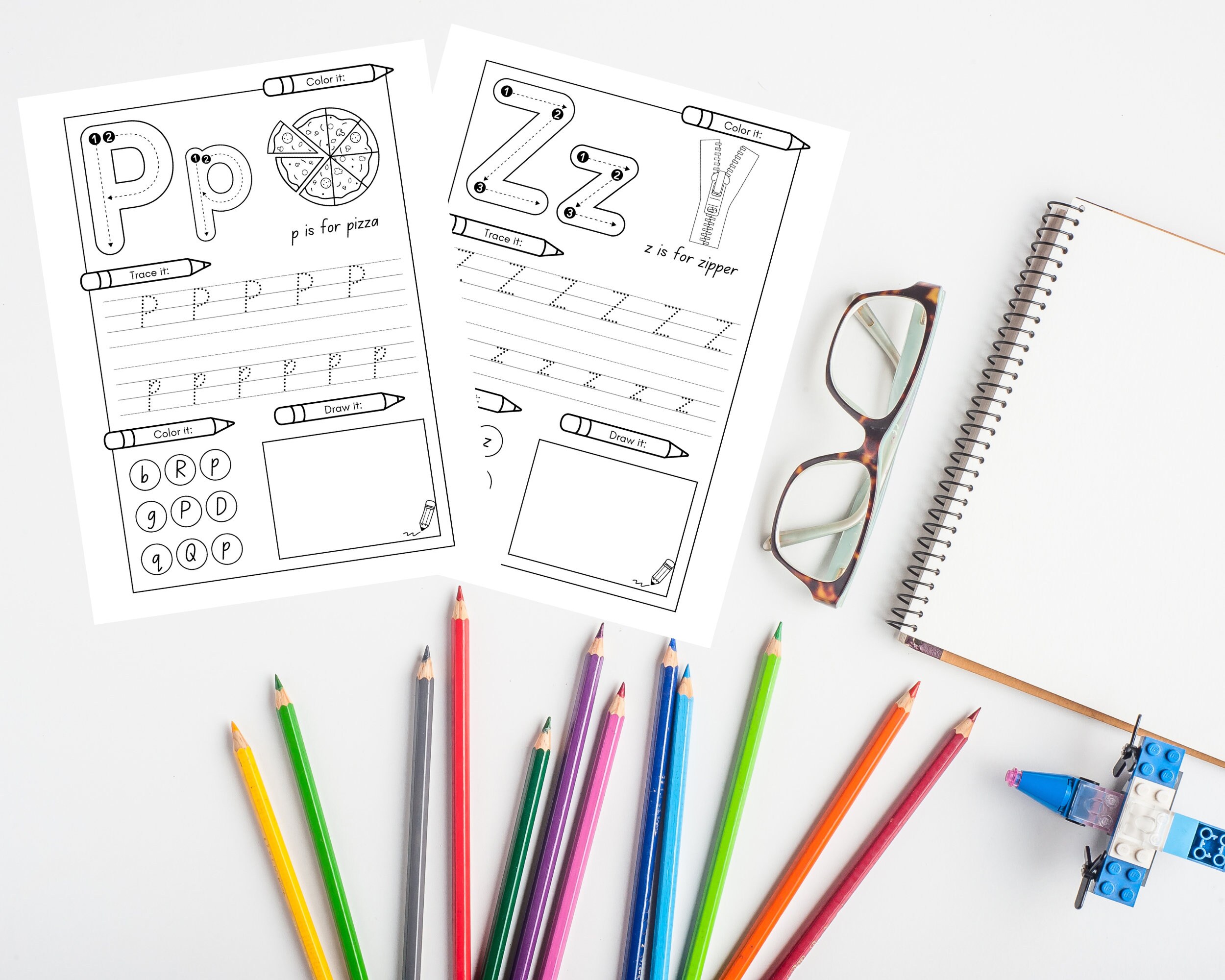 Preschool and Kindergarten Alphabet Worksheets, Trace and Color 26 ...