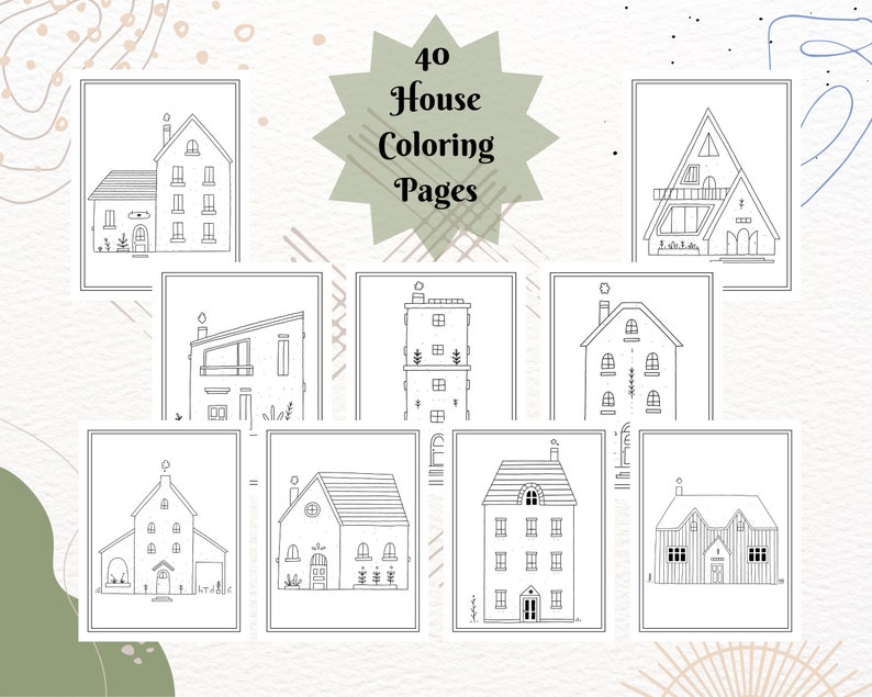 Coloring Pages for Toddlers and Kids 40 House Coloring Pages - Etsy