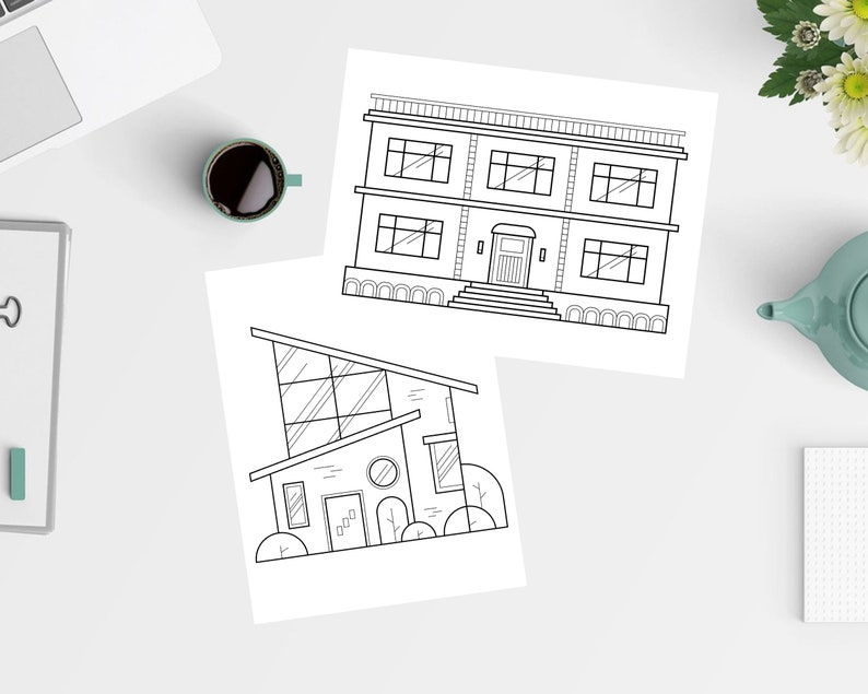 20 House Coloring Pages Large Prints Instant Download - Etsy