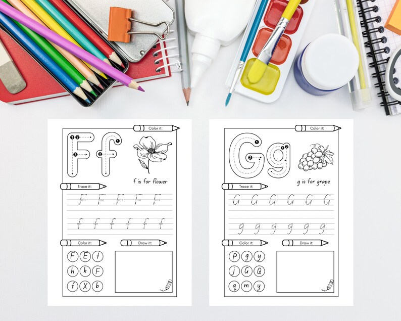 Preschool and Kindergarten Alphabet Worksheets, Trace and Color 26 ...