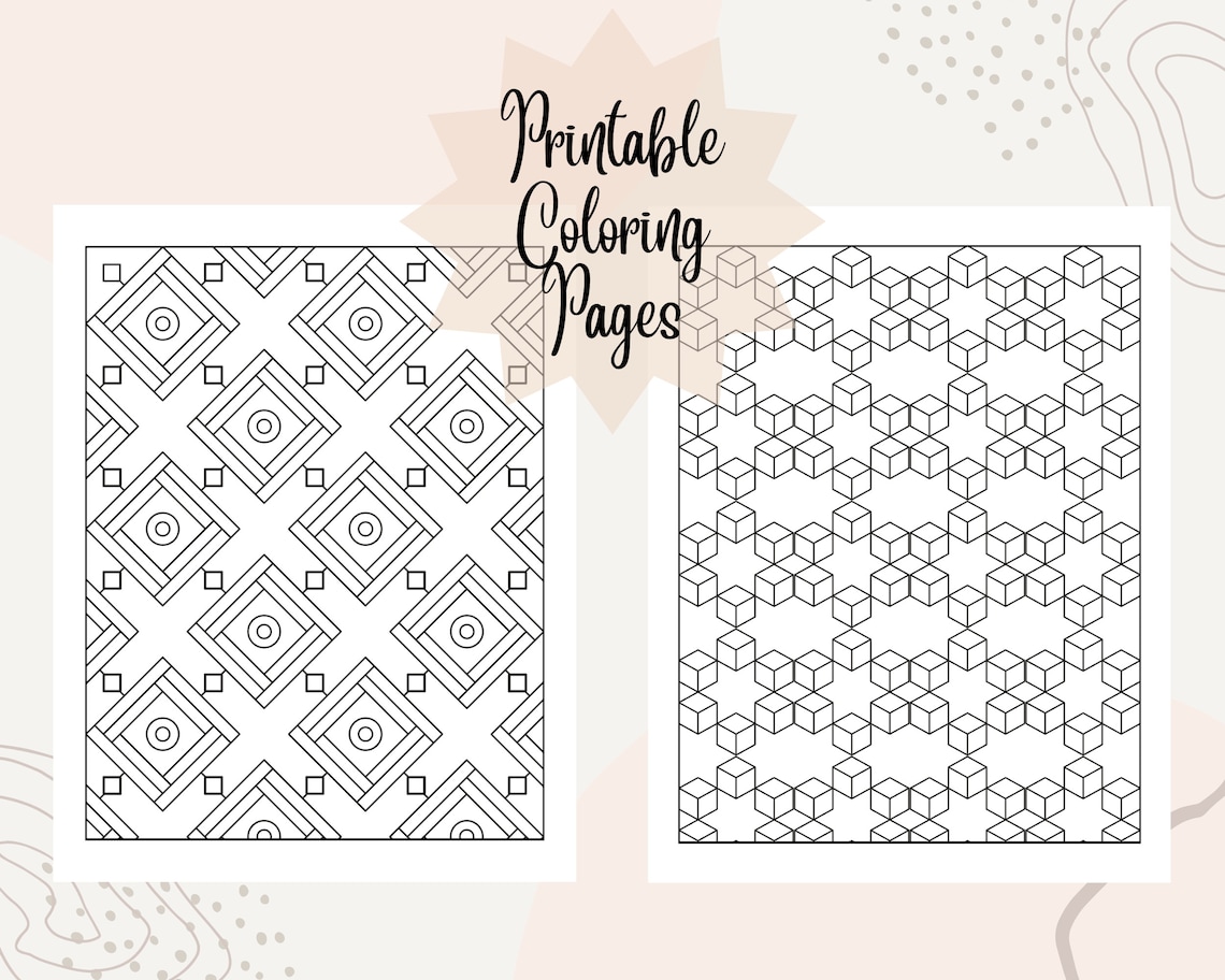 60 Geometric Coloring Pages, Adult Coloring Book, Digital Download ...