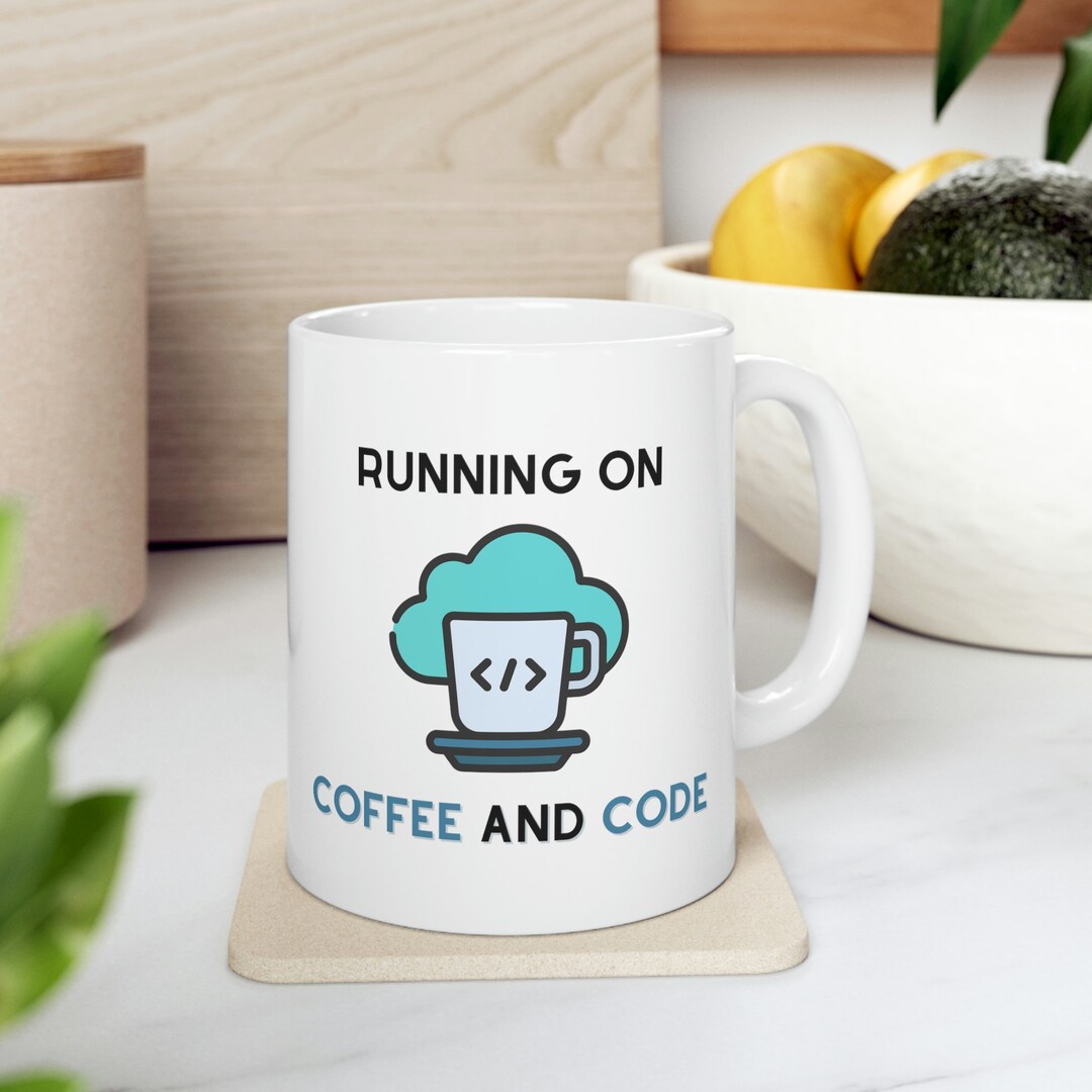 Coffee and Code Mug Funny Coder Gift, STEM Programming Teacher Gift Science Mug, Cute Computer ...