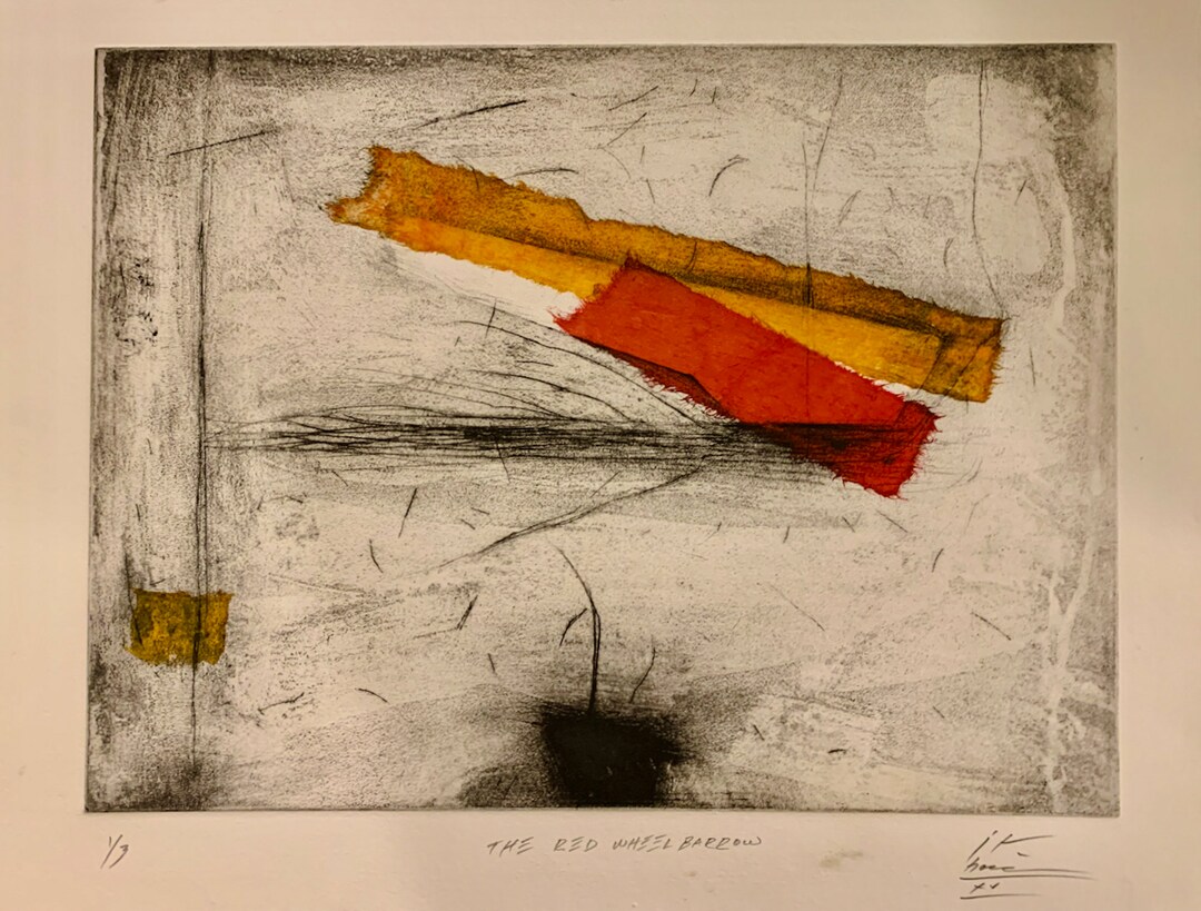 Original Intaglio Print: "the Red Wheelbarrow" Abstract Art, Signed - Etsy