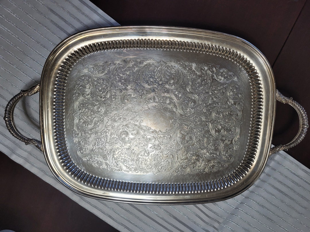 Footed Butlers Tray Large Viking Brand Vintage Silverplate - Etsy