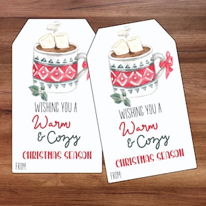 Printable Warm and Cozy Gift Tag, Cosy Holidays Gift Tag, Hot Cocoa ...