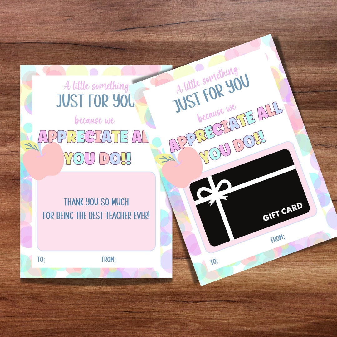 Teacher Appreciation Printable Gift Card Holder, A Little Something ...