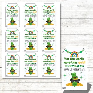 St. Patrick's Day Treat Bag Tag Printable, St Patricks Employee Teacher ...