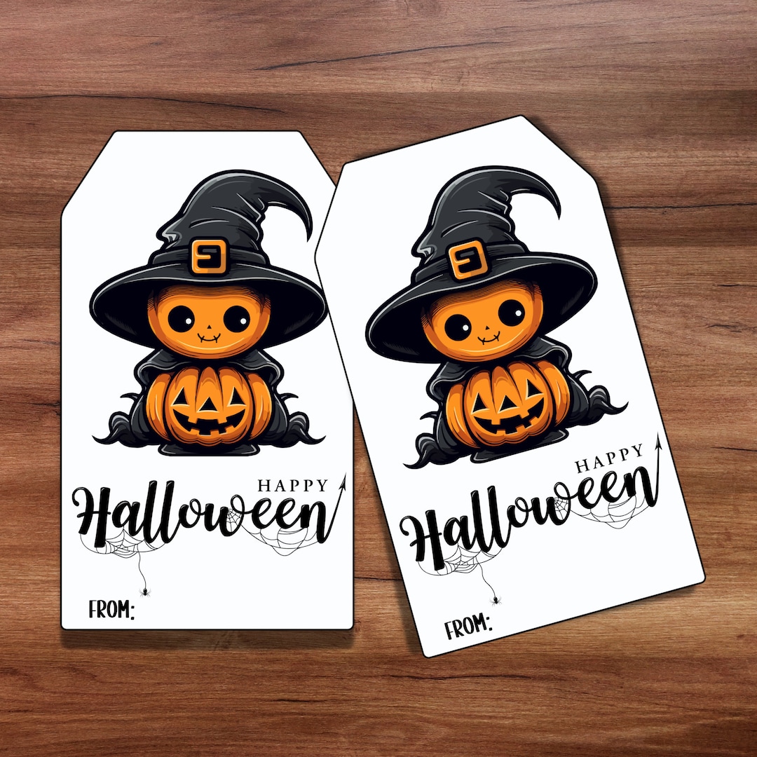Halloween Printable Gift Tag, Trick or Treat Tags, Spooky Party Favor ...