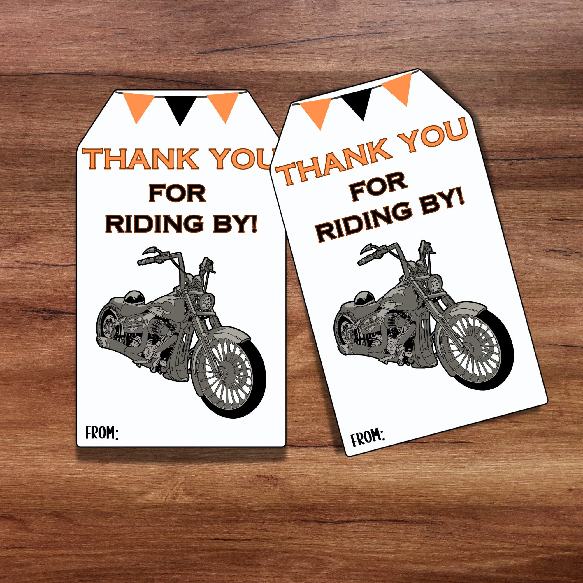 Motorcycle Favor Tag, Thank You for Riding By, Harley Thank You Tags ...