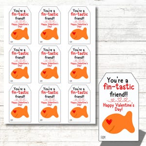 Classroom Valentine Goldfish Tags, Valentine School Treat Printable Tag ...