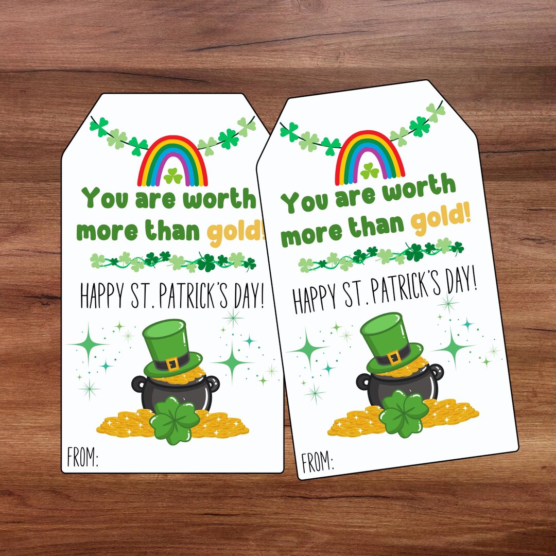 St. Patrick's Day Treat Bag Tag Printable, St Patricks Employee Teacher ...