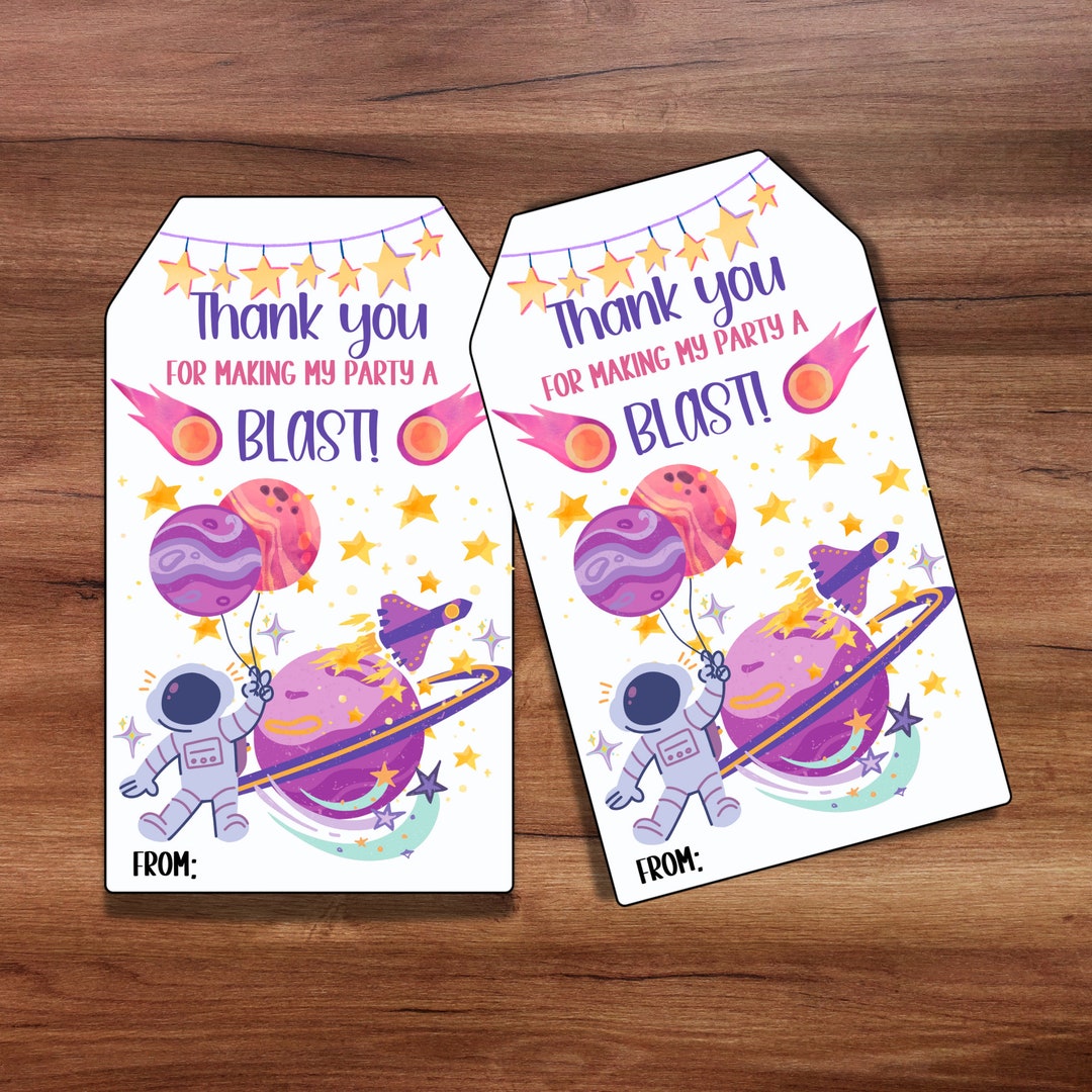 Outer Space Favor Tags, Space Birthda,y Thank You Label, Galaxy Gift ...