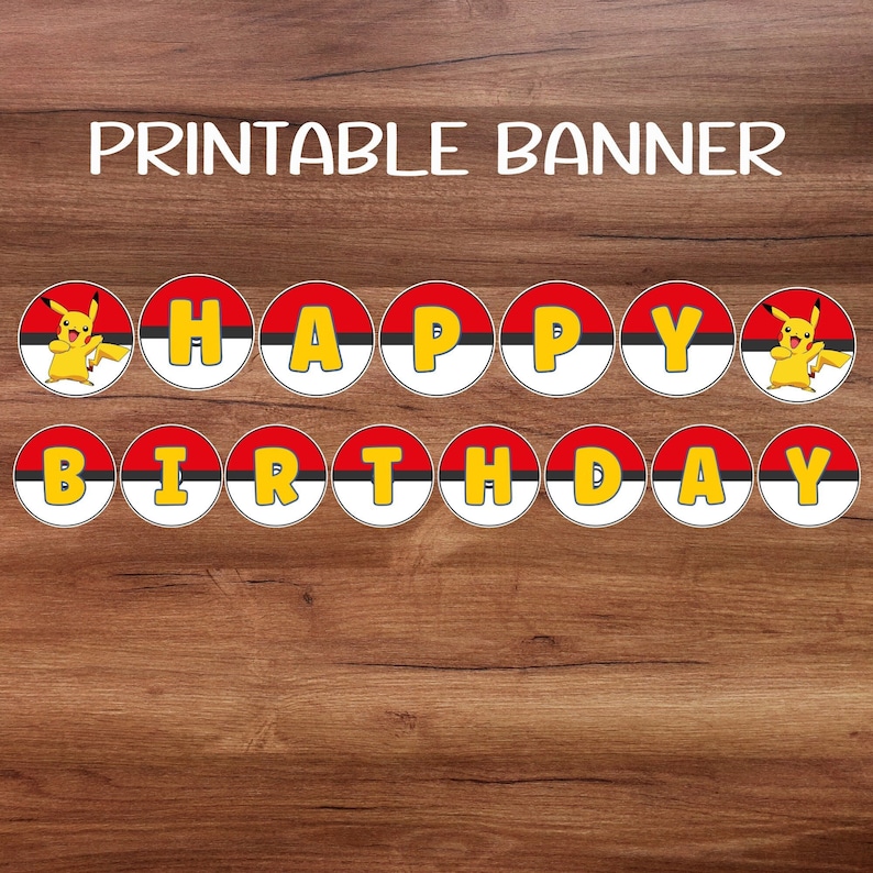 Printable Pokemon Banner, Pikachu Banner, Pokeball Banner, Pokemon ...