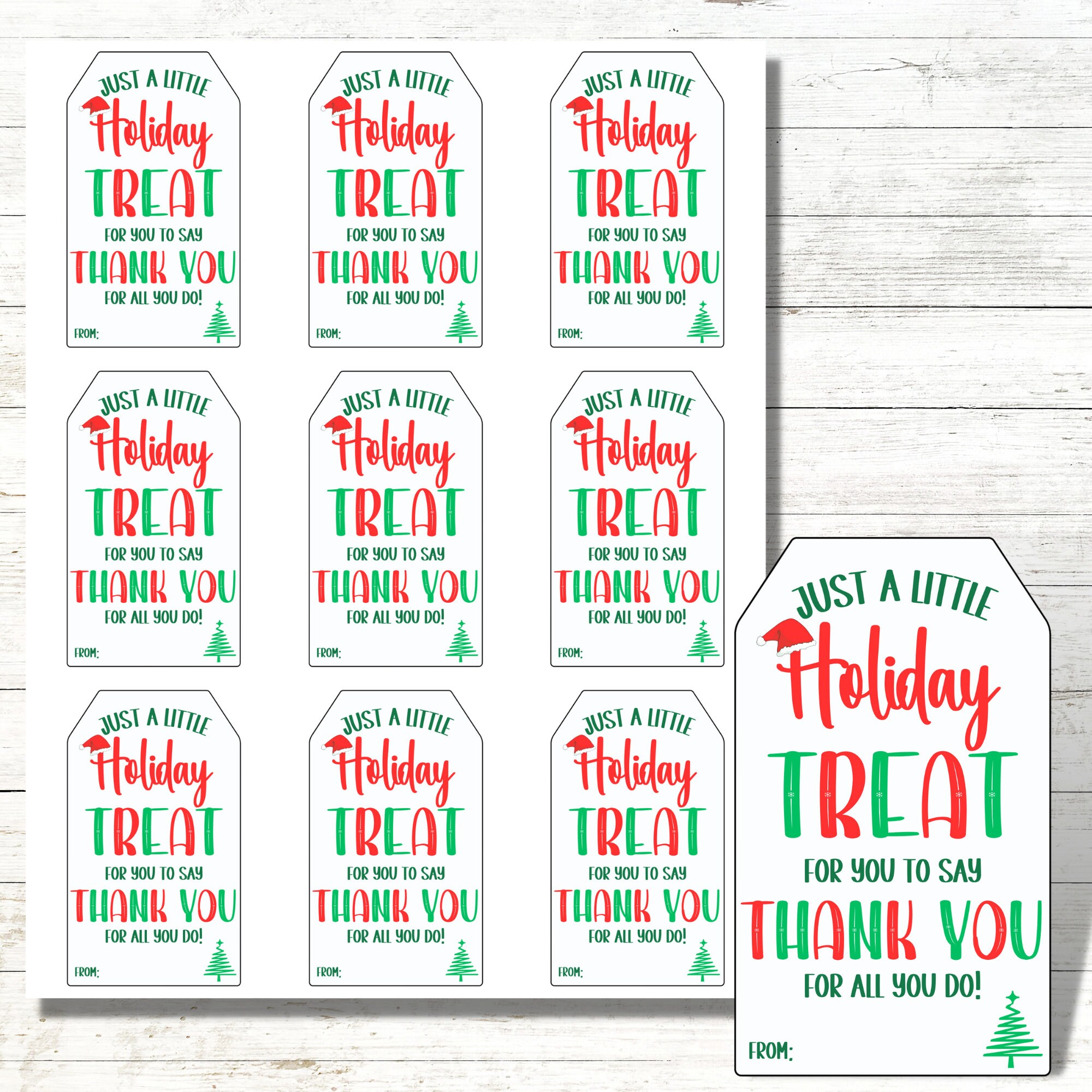 Holiday Appreciation Gift Tags, Holiday Treat Thank You Tag, Holiday ...