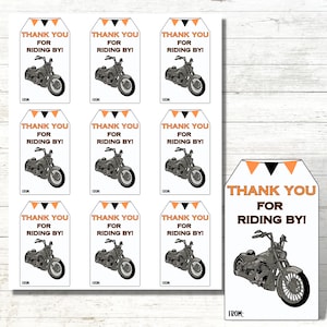 Motorcycle Favor Tag, Thank You for Riding By, Harley Thank You Tags ...