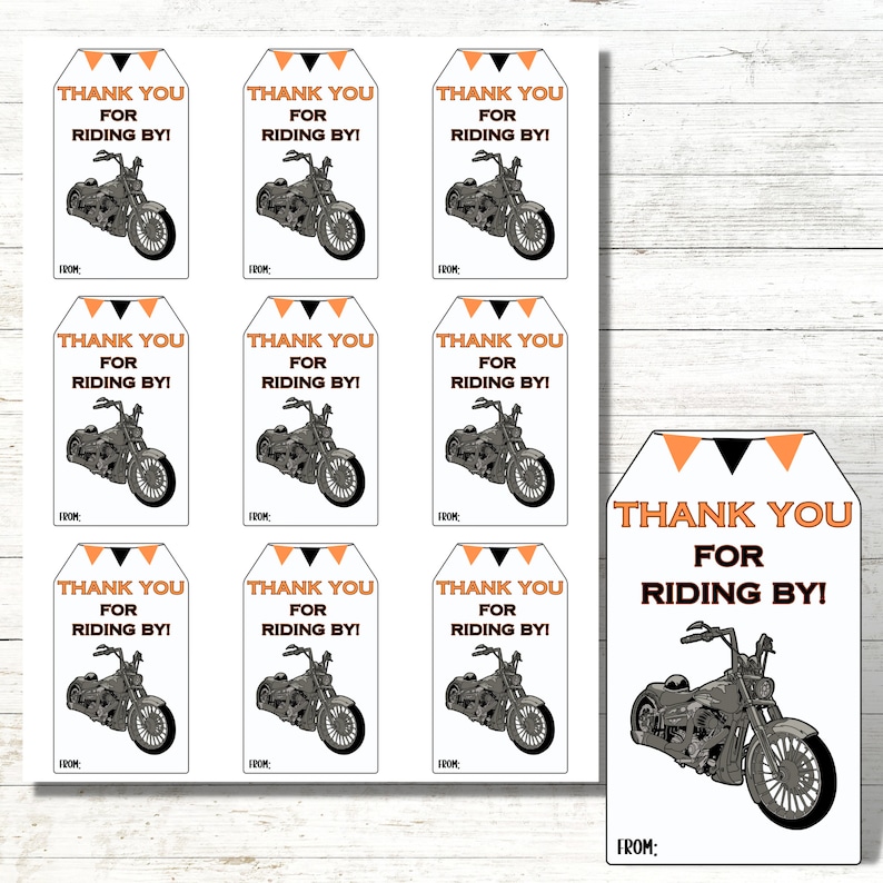 Motorcycle Favor Tag Thank You for Riding By Harley Thank - Etsy